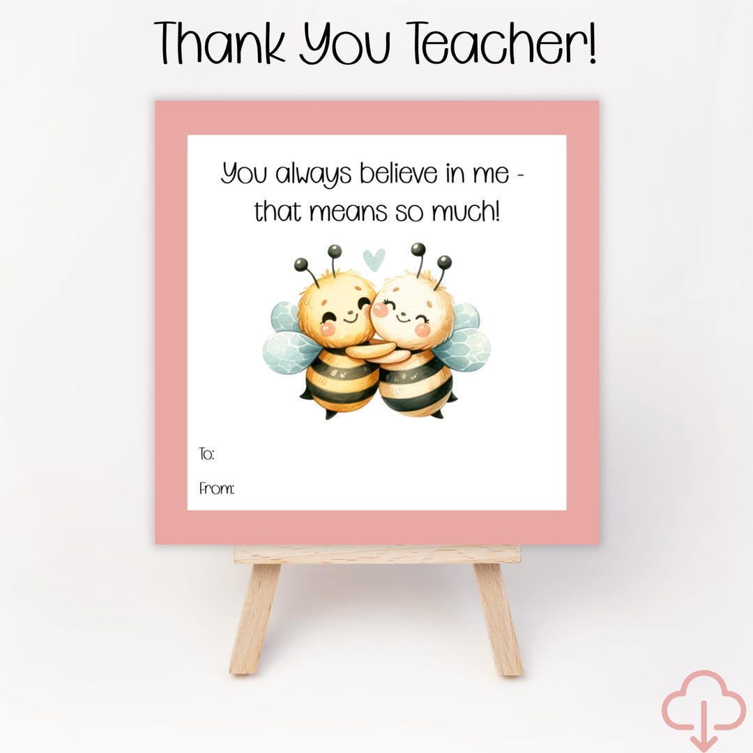 Teacher Appreciation Card, Printable Bee-themed Thank You Card - Etsy