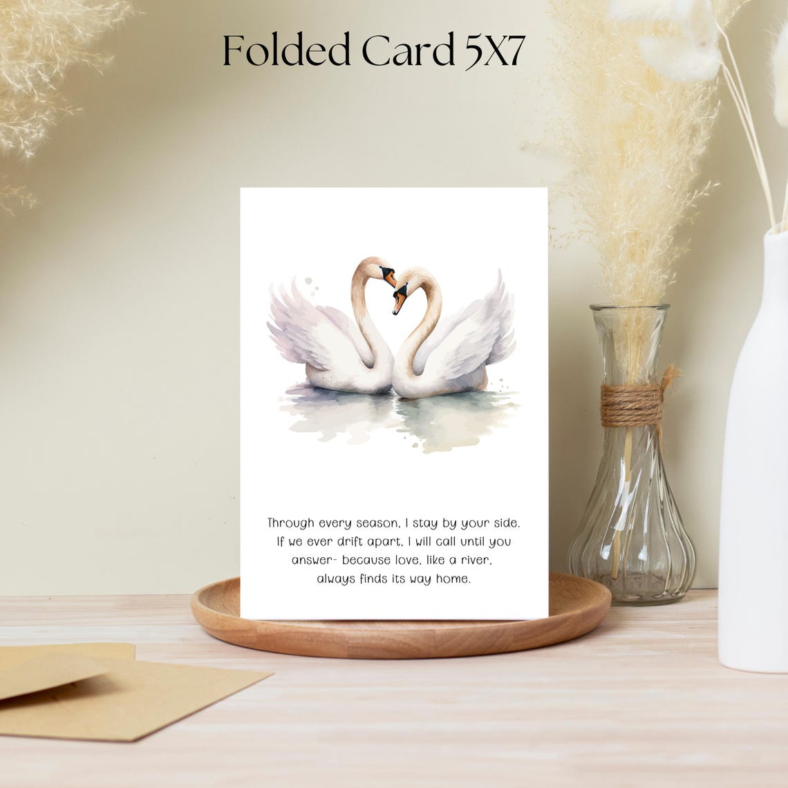 Watercolor Swan Love Card, Anniversary Wedding Valentine's Day (digital ...