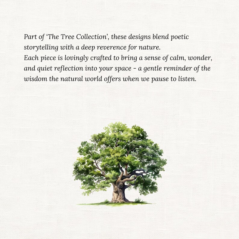 Oak Tree Art Print, Inspirational Poem, Botanical Wall Decor (digital ...