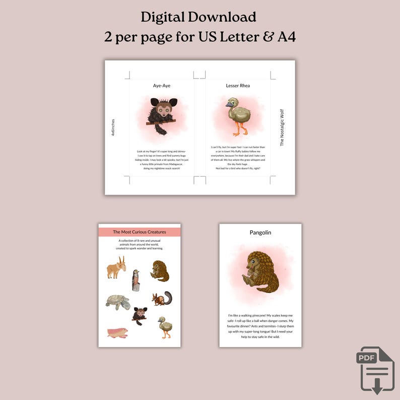 Animal Fun Fact Cards for Kids, the Most Curious Creatures, 8 Printable ...