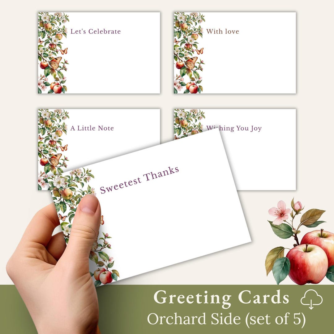 Orchard Side Greeting Cards, Rustic Orchard, 6x4 Botanical Notes, Fruit ...