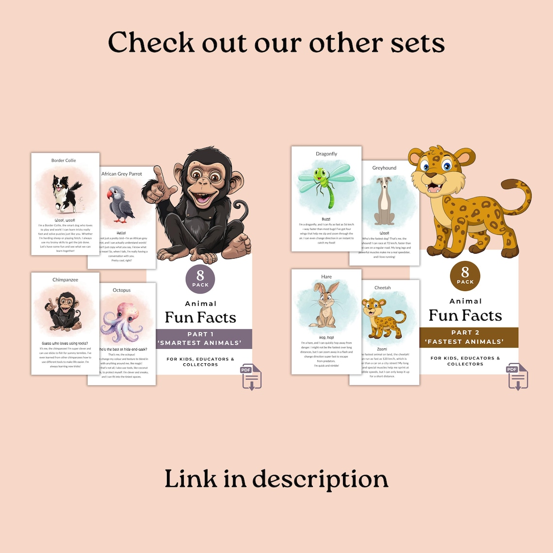 Animal Fun Fact Cards for Kids, the Funniest Animals, 8 Printable ...