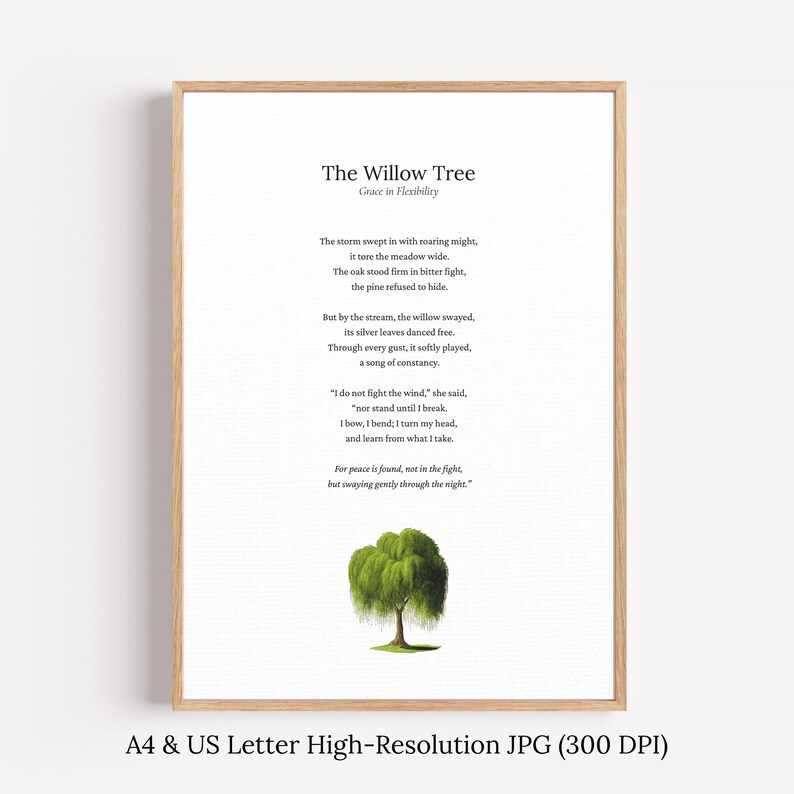 Willow Tree Poem Art Print, Botanical Wall Decor (digital Download) - Etsy