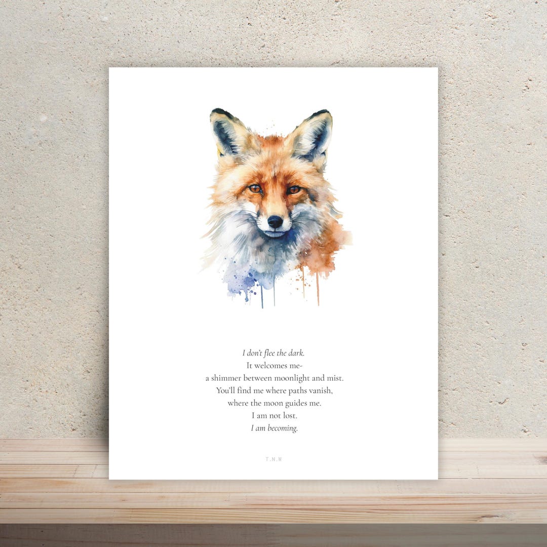 Animal Wall Art, Watercolour Fox Poetry Print, Fox Wall Art, 8x10 & A4 ...