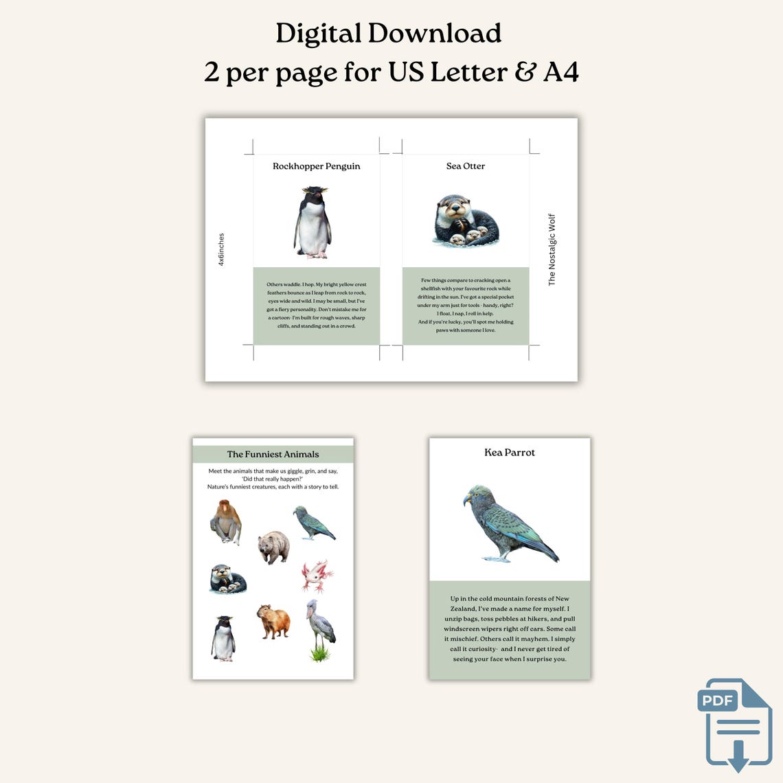 Animal Fun Fact Cards for Students and Adults, the Funniest Animals ...