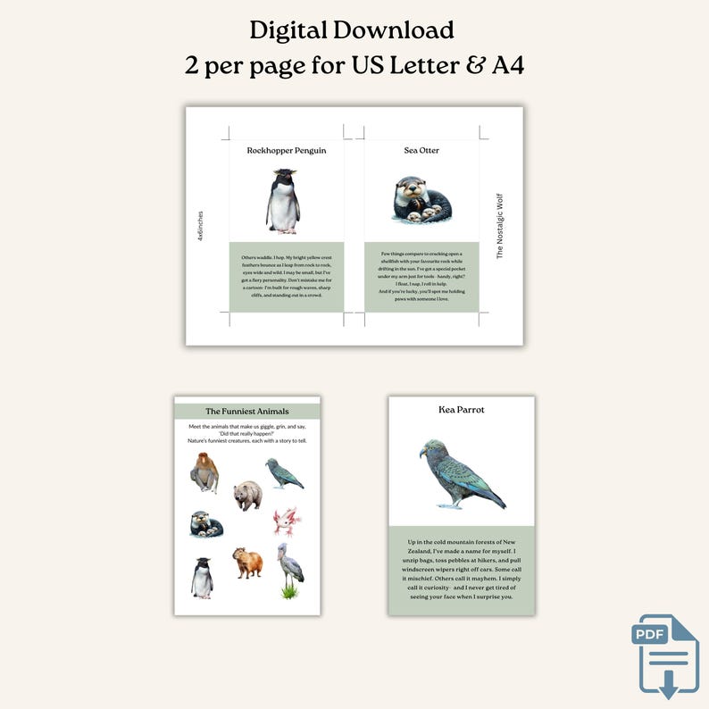 Animal Fun Fact Cards for Students and Adults, the Funniest Animals ...