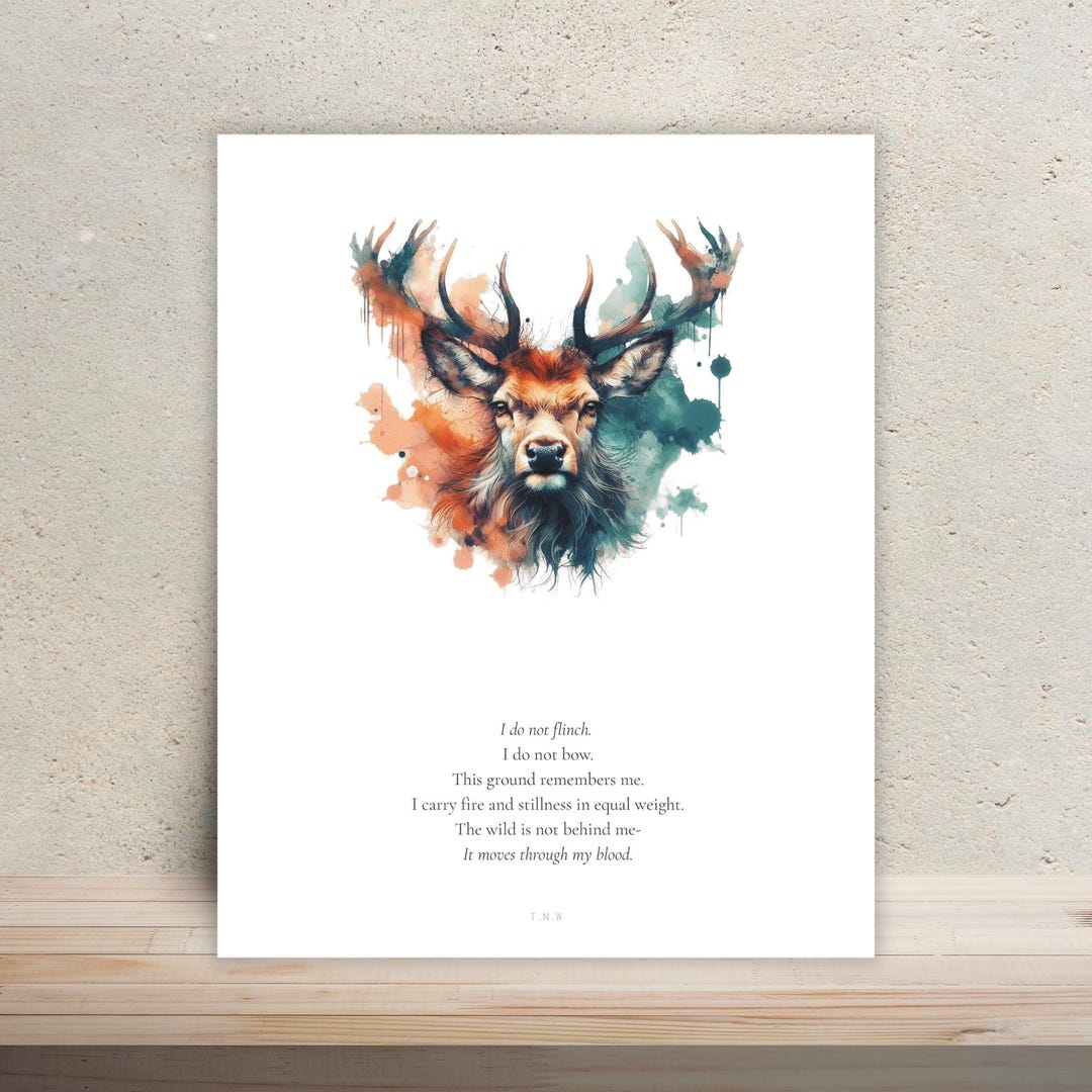 Animal Wall Art, Watercolour Stag Poetry Print, Deer Wall Art, 8x10 ...