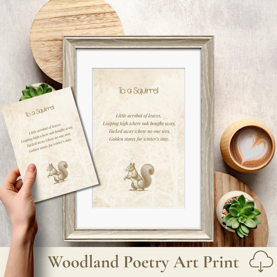 Printable Wildlife Poem, Woodland Poetry Art Print, Squirrel, Printable ...