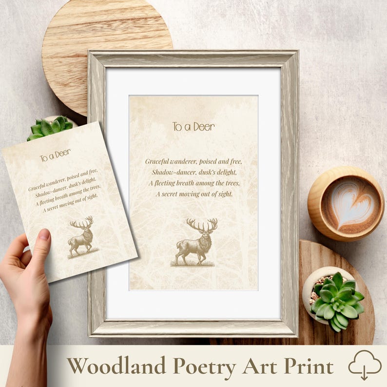 Printable Wildlife Poem, Woodland Poetry Art Print, Deer, Printable A4 ...