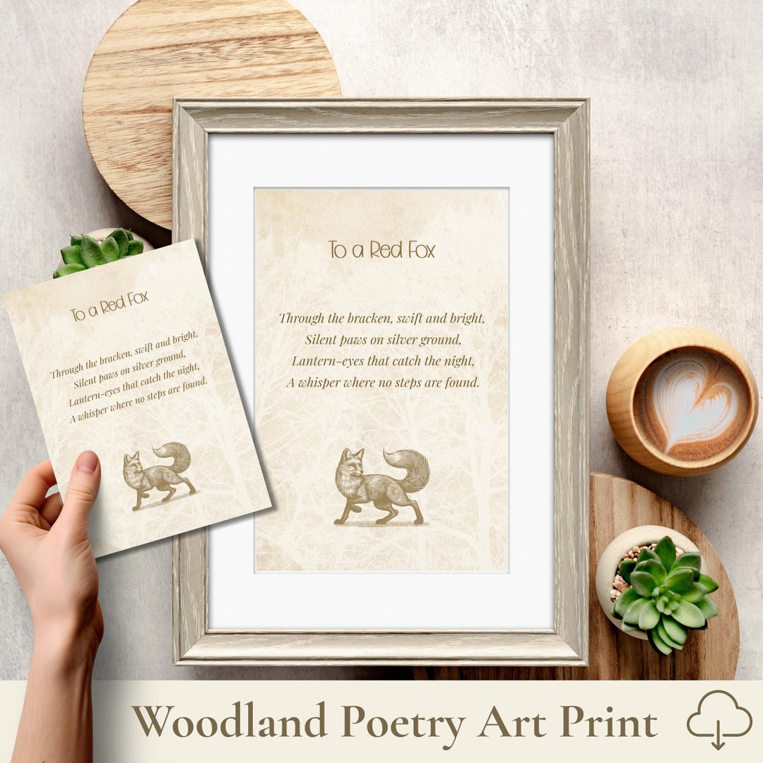 Printable Wildlife Poem, Woodland Poetry Art Print, Red Fox, Printable ...