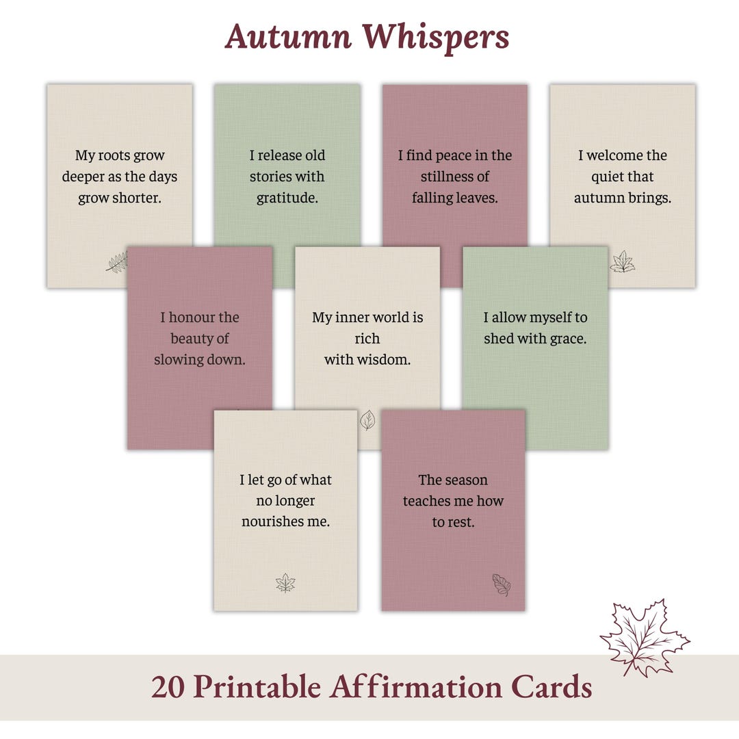 20 Printable Affirmation Cards for the Soul, Seasonal Self-care, Fall ...