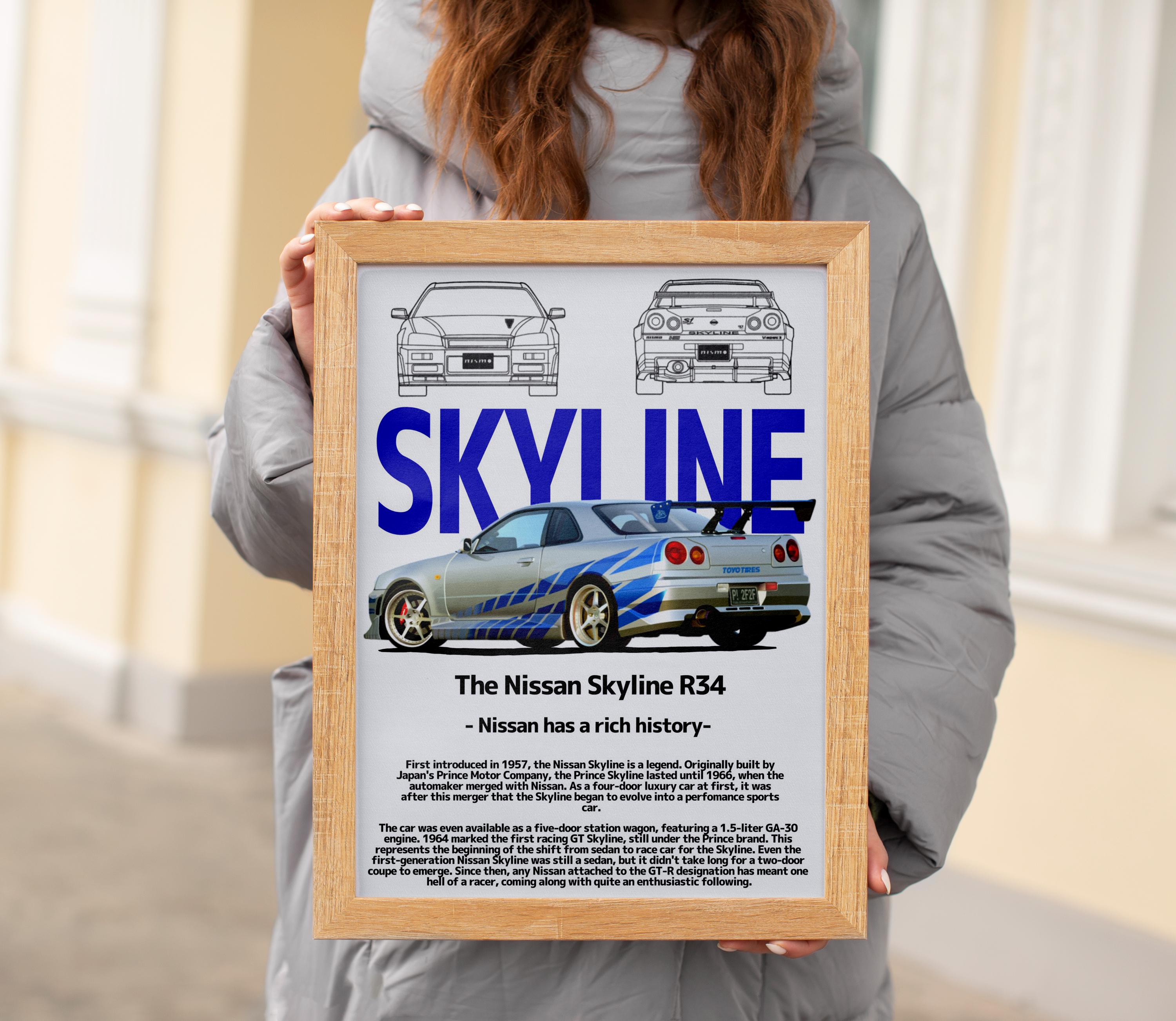 Nissan Skyline GT-R Poster, JDM Car Canvas Art, Japanese Sports Car ...