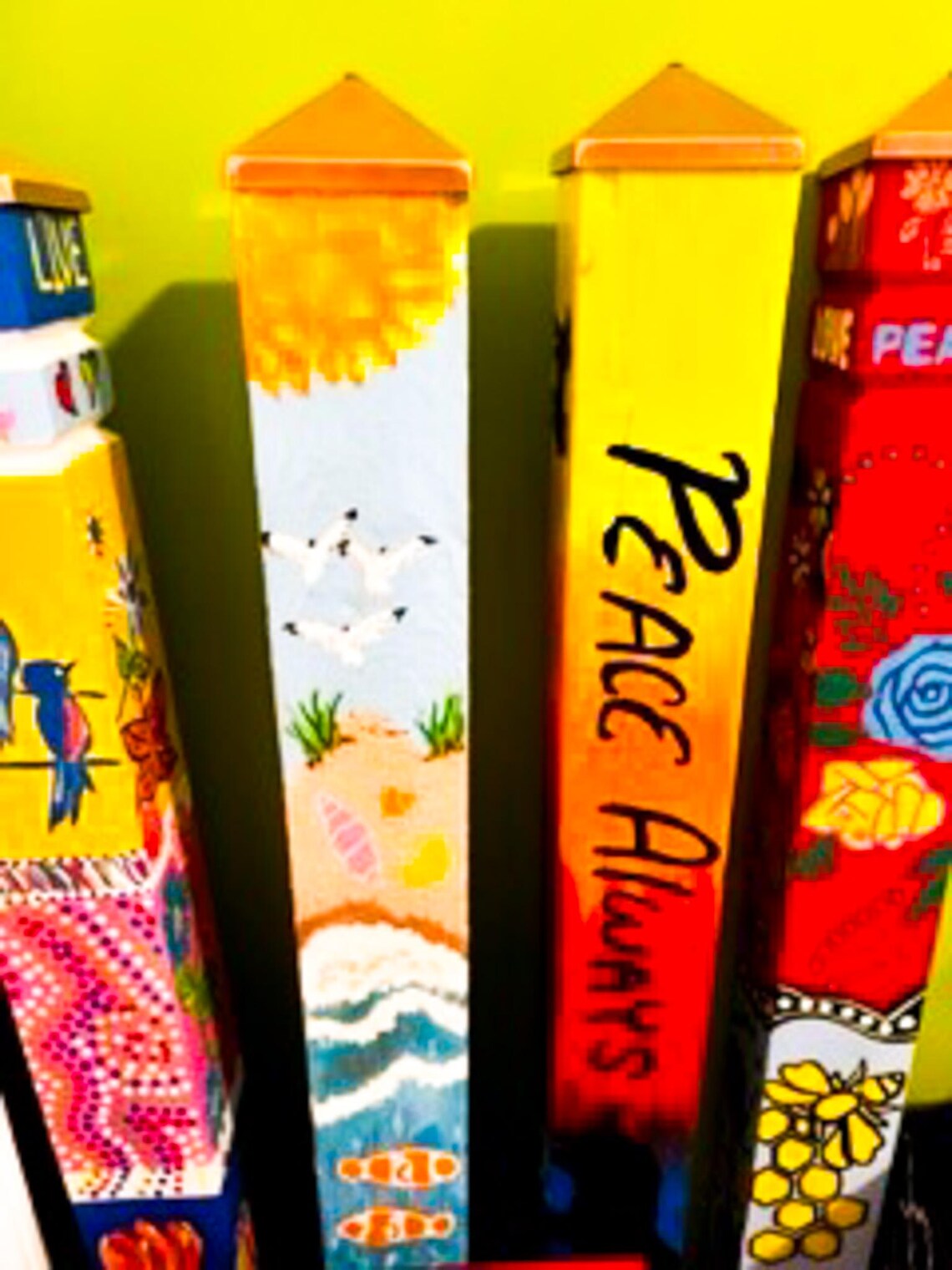 Hand-crafted Whimsical Peace Pole, Colorful Garden Decor - Etsy