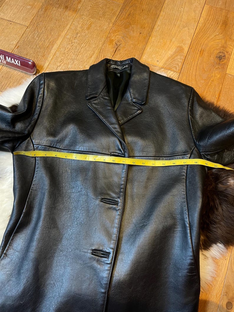 Vintage Black Leather Jacket, Button Front (UK Size 12 / US Size 8) - Etsy