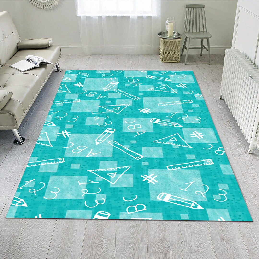 Math Rug,blue Rug,kids Room Rug,area Rug,printed Rug,art Rug,small Rug ...