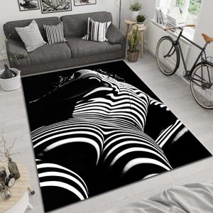 Zebra Pattern Rug,black N White Rug,human Figure Rug,modern Rug ...