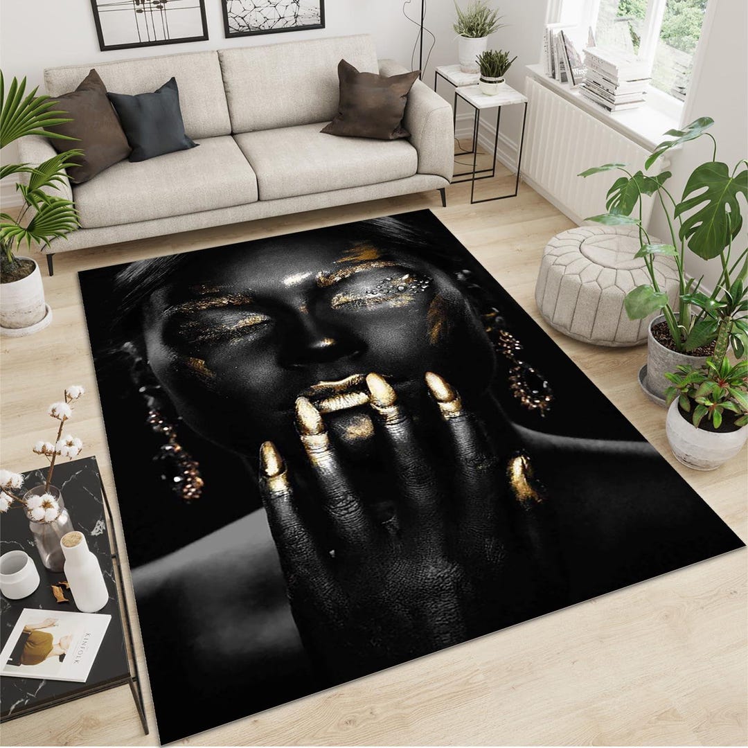 African Woman Rug,black Rug,women Figure Rug, Area Rug , Printed Rug ...