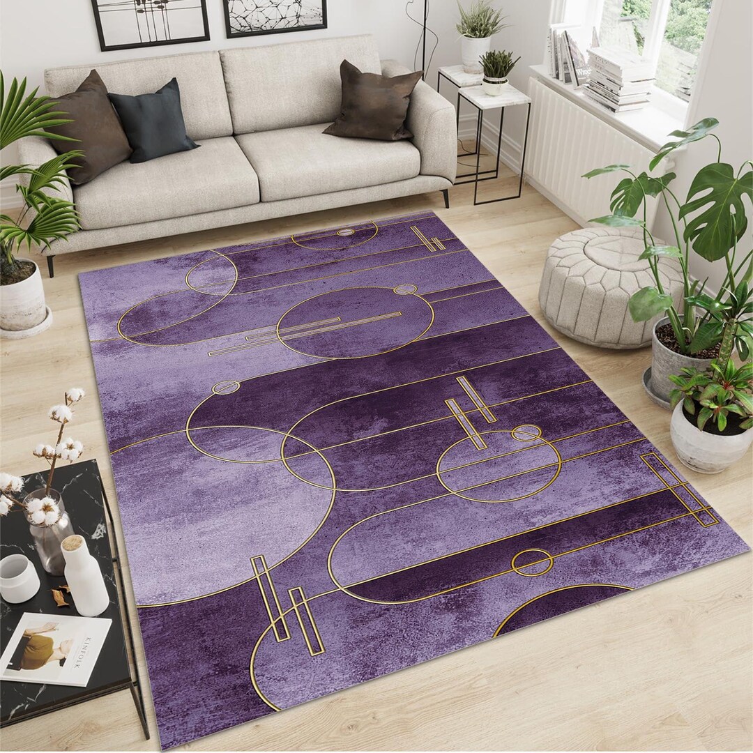 Purple and Gold Rug,abstract Rug,artistic Rug, Area Rug , Printed Rug ...