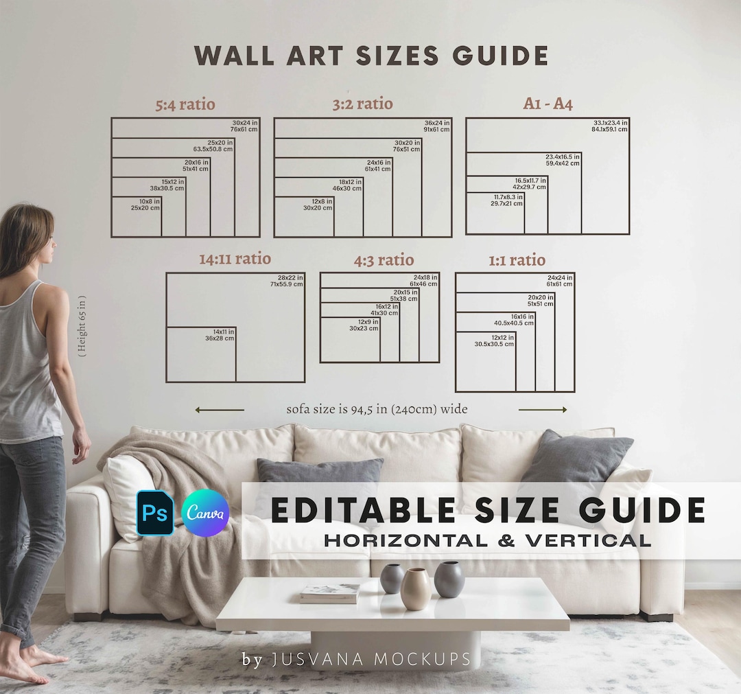 Frame Size Guide, Wall Art Size Chart Horizontal, Frame Size Guide ...