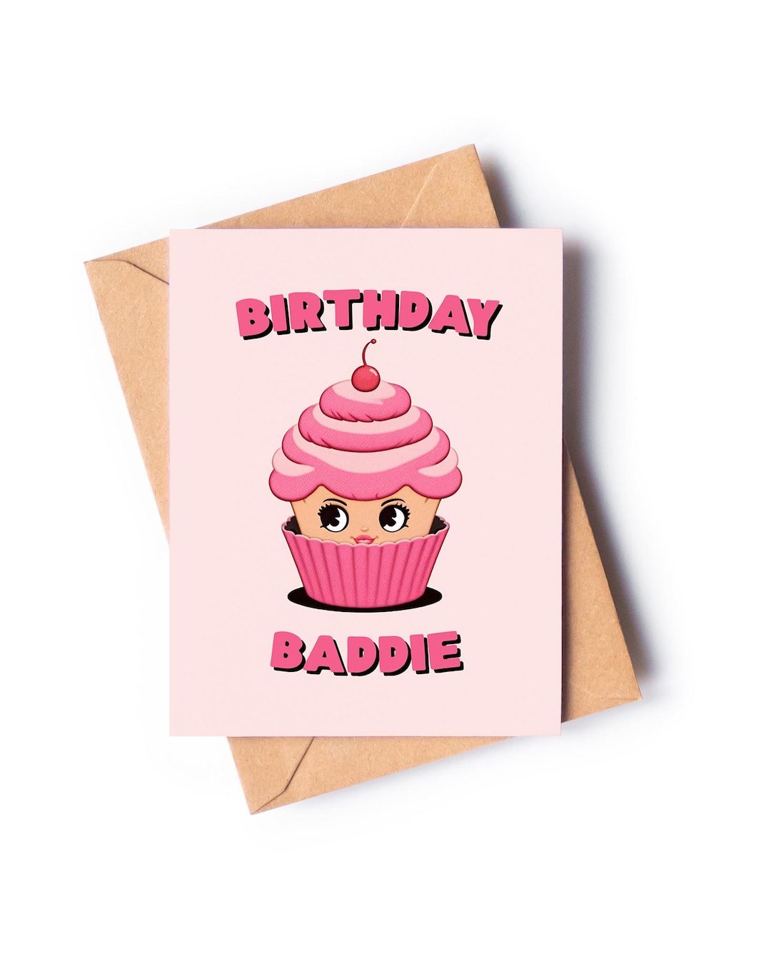 Birthday Baddie Card: Pink Cupcake, Sassy Greeting - Etsy