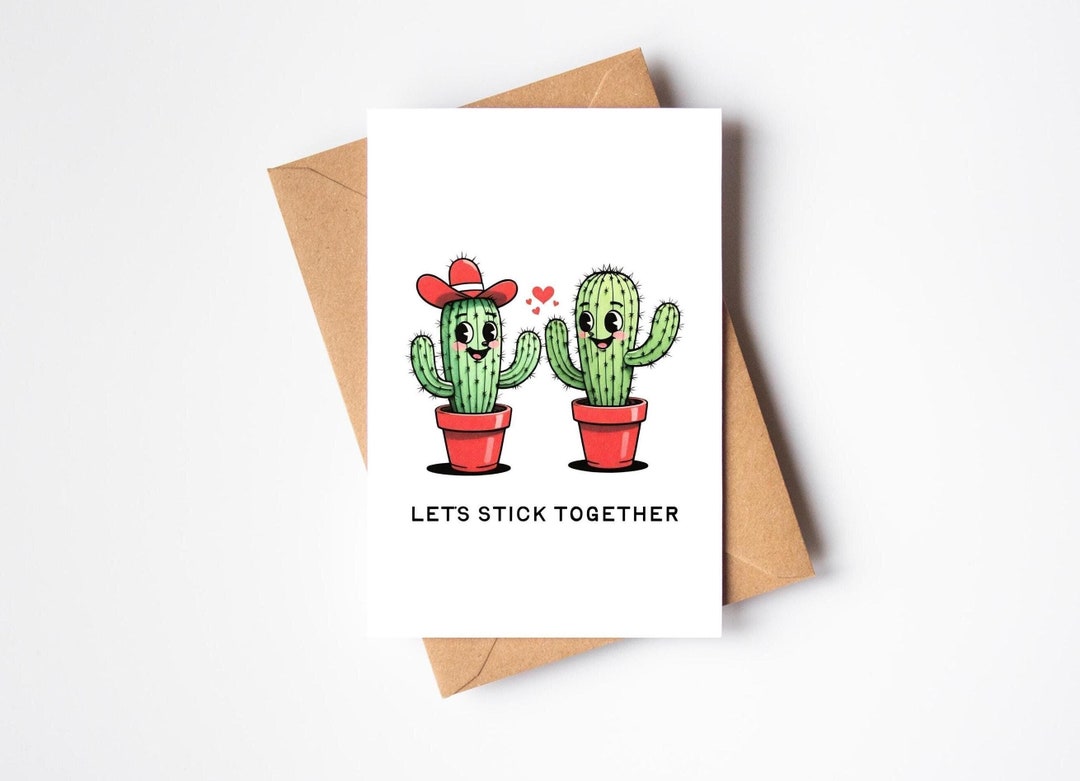 Cactus Valentine's Day Card: Quirky Love Card - Etsy