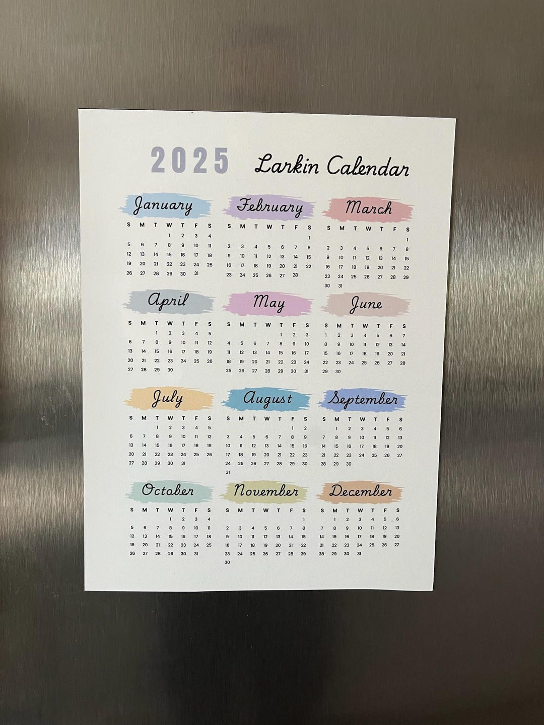 2025 Full Year Calendar Magnet, Custom Calendar, Great Gift Idea ...