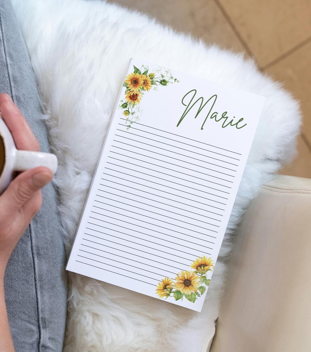 Personalized Sunflower Notepad: Custom Stationery, Magnet Option - Etsy