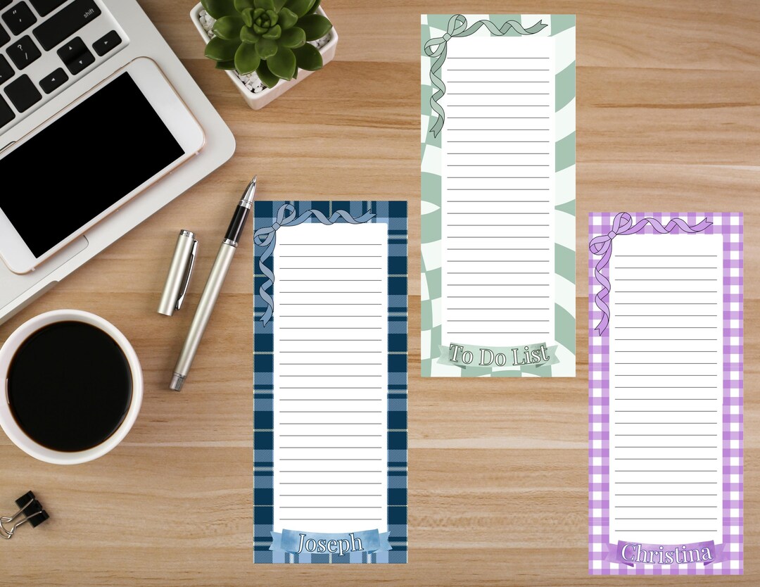 Personalized Coquette Gingham and Plaid Notepads - Stay Organized in ...