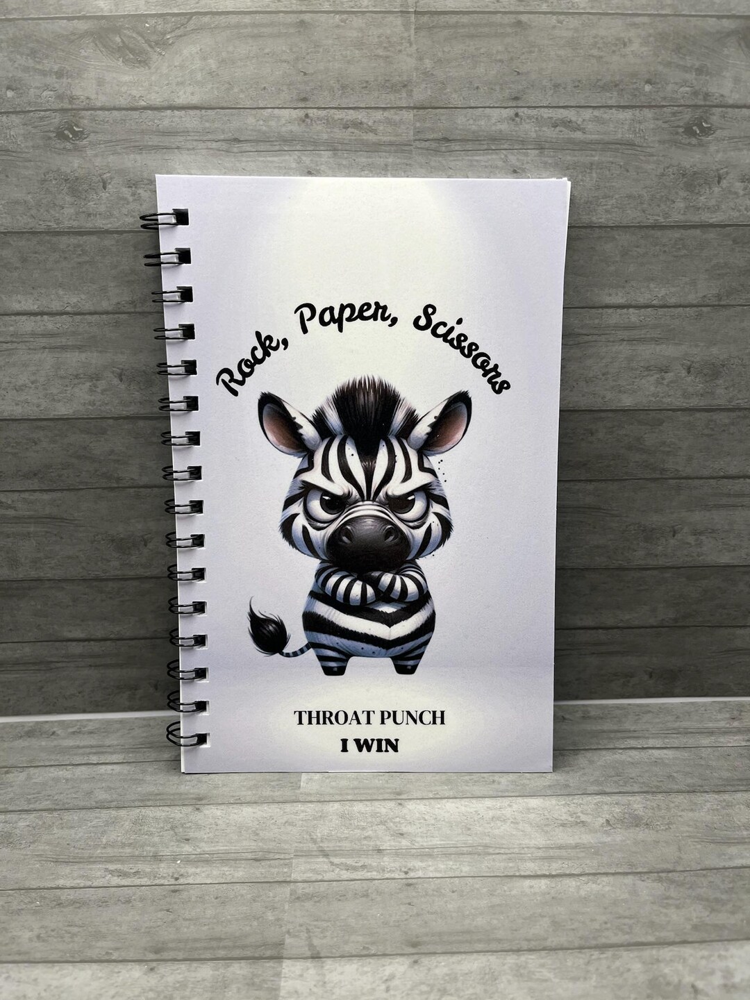Grumpy Series Humorous Zebra Notebook - 'rock, Paper, Scissors, Throat ...