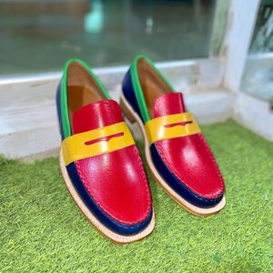 Handmade Genuine Leather Colorful Loafers | Bespoke Men's Moccasins - Etsy