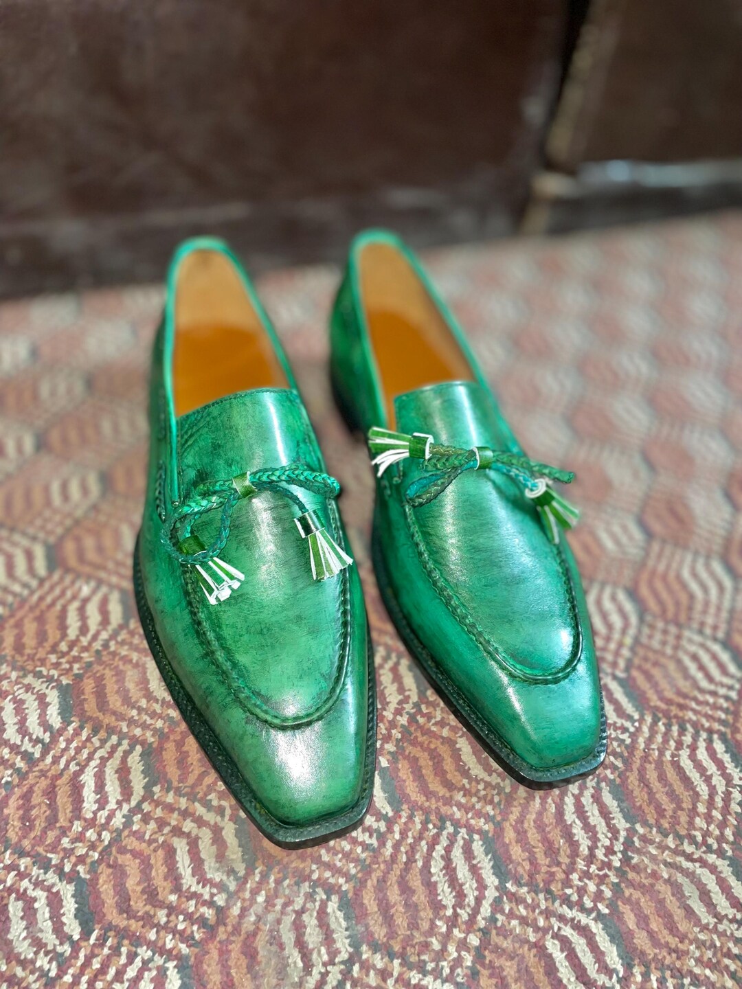 Custom Green Loafers for Men | Perfect Wedding Gift | Gift for Men - Etsy
