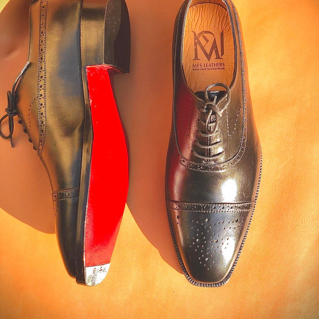Bespoke Handmade Red Bottom Oxford Shoes With Steel Toe Cap - Etsy