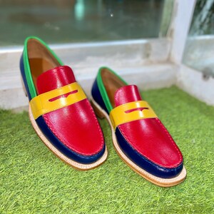 Handmade Genuine Leather Colorful Loafers | Bespoke Men's Moccasins - Etsy