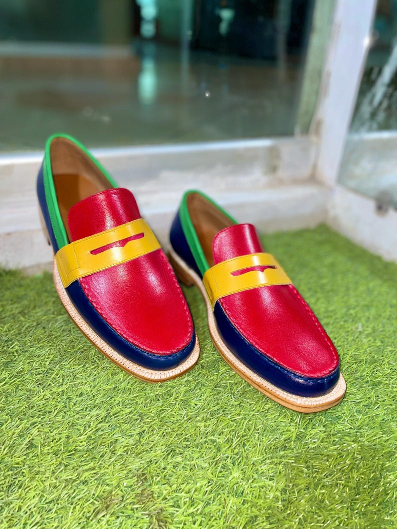 Handmade Genuine Leather Colorful Loafers | Bespoke Men's Moccasins - Etsy