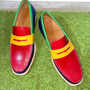 Handmade Genuine Leather Colorful Loafers | Bespoke Men's Moccasins - Etsy