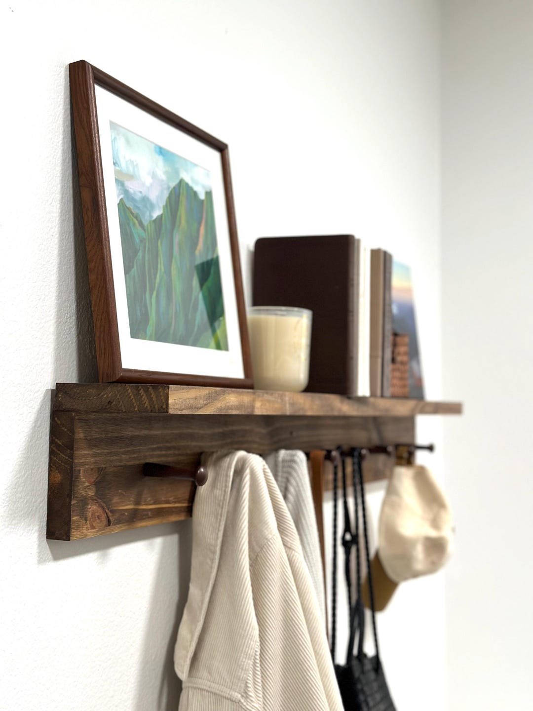 Shaker Peg Shelf - Handmade Wood Shelf With Hooks Shaker Peg Rack Shelf ...