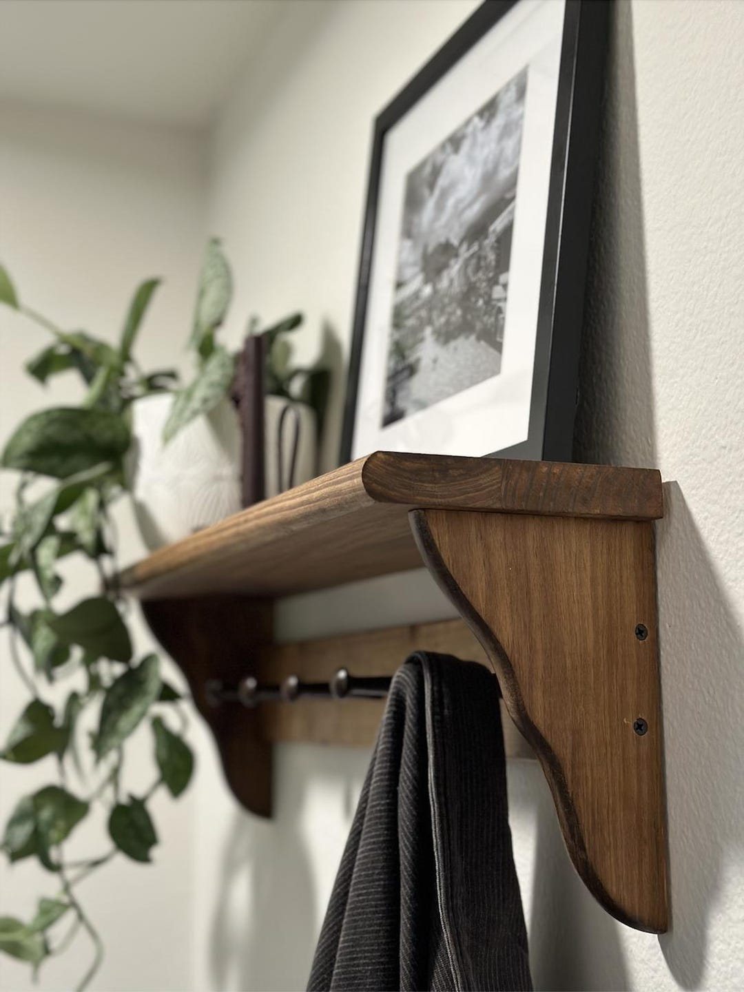 The Perfect Shelf Wood Shelf With Hooks, Shaker Peg Rack Shelf, Wood ...