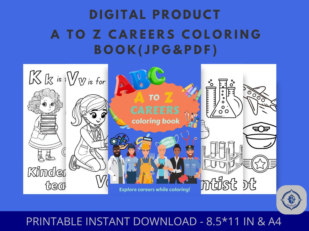 A to Z Careers Coloring Book,digital Download,printable,gift Idea ...