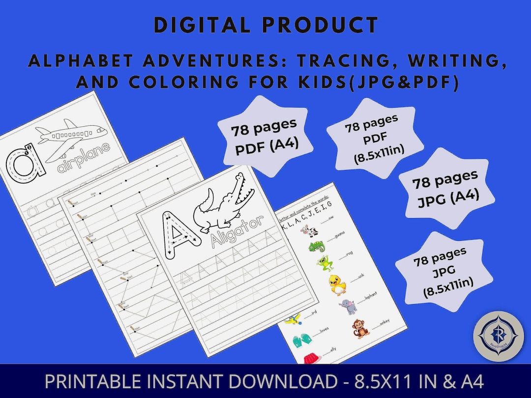 Alphabet Worksheet,tracing,writing,coloring for Kids,homeschool,teacher ...