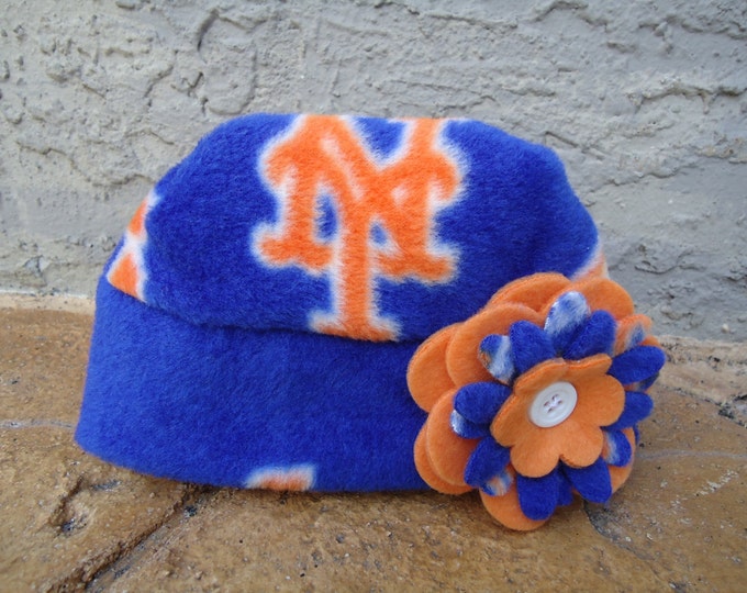 New York Mets Baseball Fleece Flower Hat - Etsy