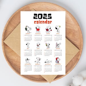 Snoopy Pdf Calendar 2025 - Etsy