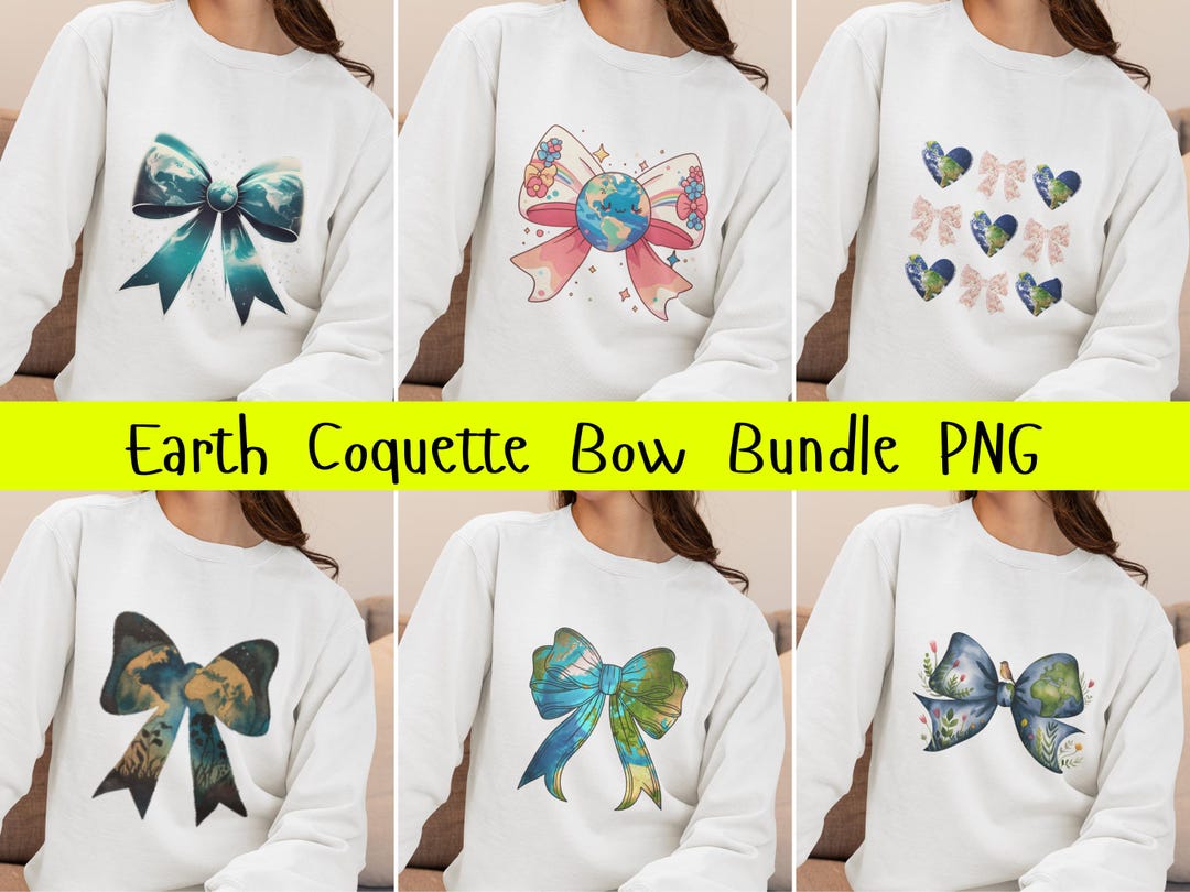 Earth Coquette Bow Png, Earth Day PNG Bundle, Earth Png, Coquette Bow ...