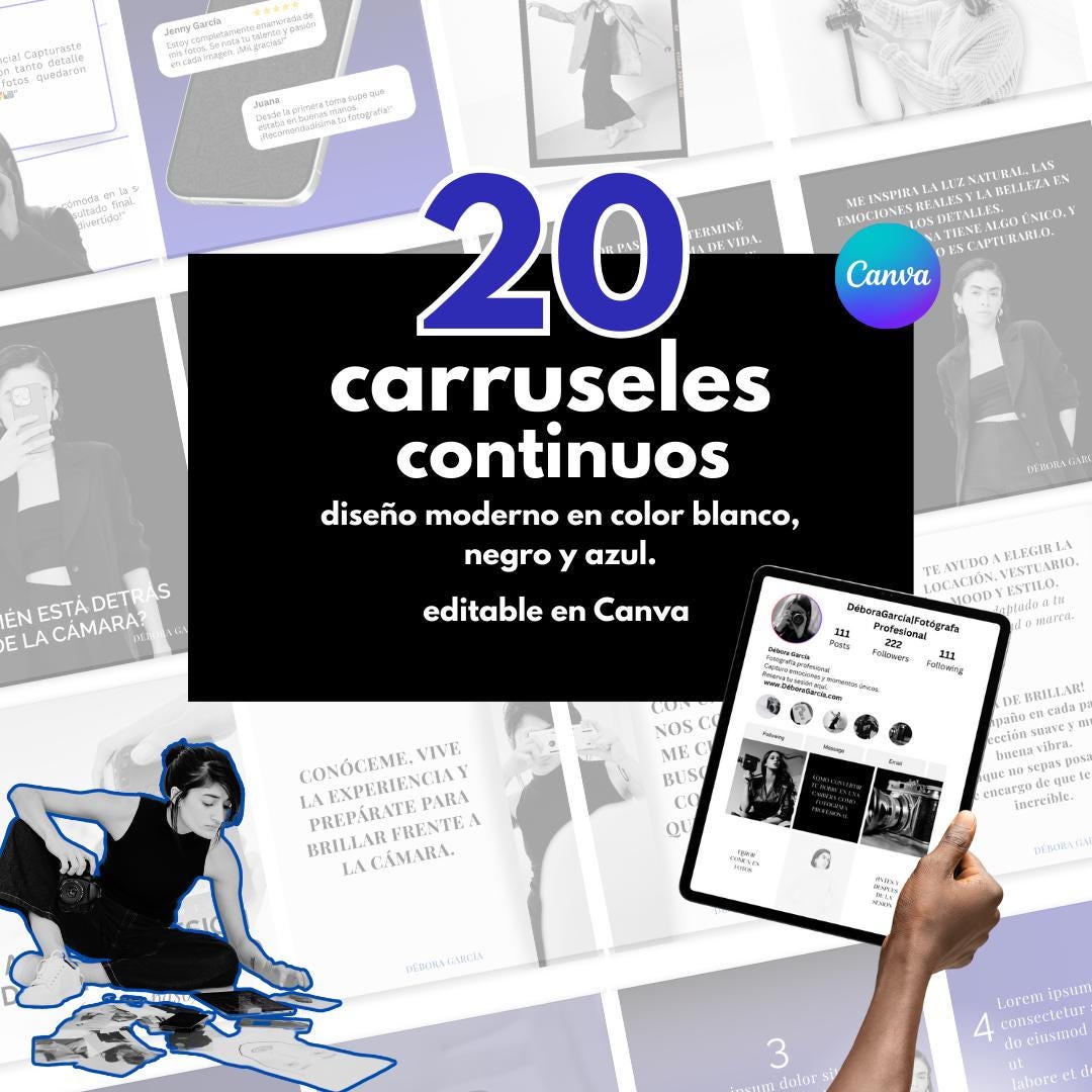 Editable Instagram Carousels in Canva | Pack of 20 Continuous Posts in ...