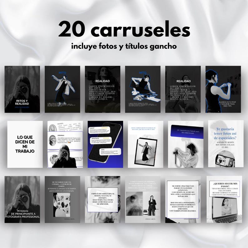 Editable Instagram Carousels in Canva | Pack of 20 Continuous Posts in ...