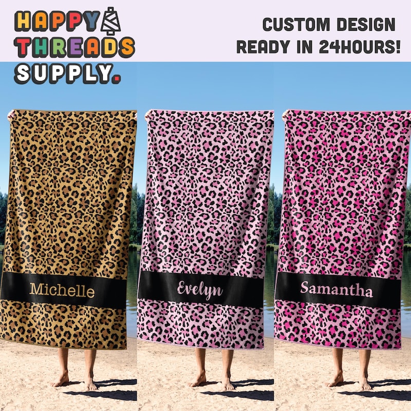 Pink Leopard Tea Towel - Etsy