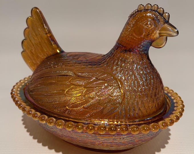 Vtg. Indiana Glass Hen Covered Candy Dish - Etsy