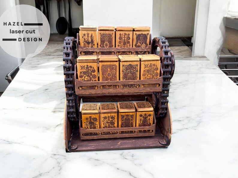 Wooden Vertical Carousel Spice Rack Laser Cut Dxf - Etsy