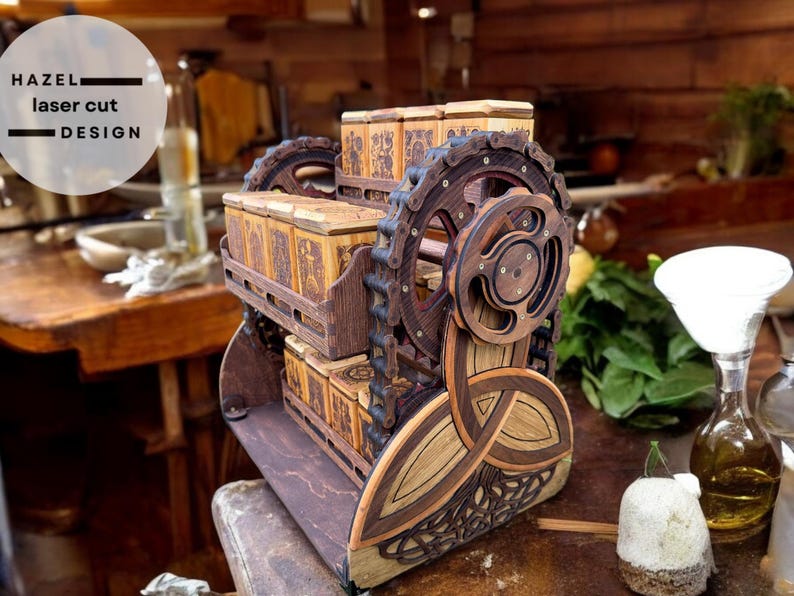 Wooden Vertical Carousel Spice Rack Laser Cut Dxf - Etsy