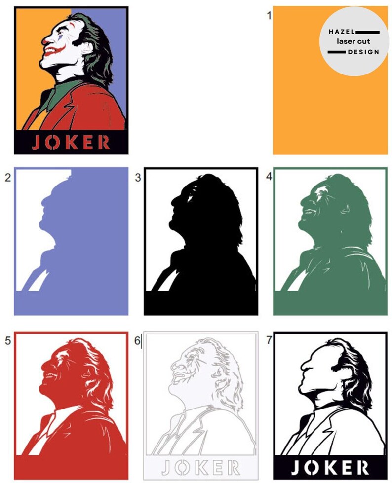 Joker Layered Design to Cut Digital File for Craft and Decor Projects ...