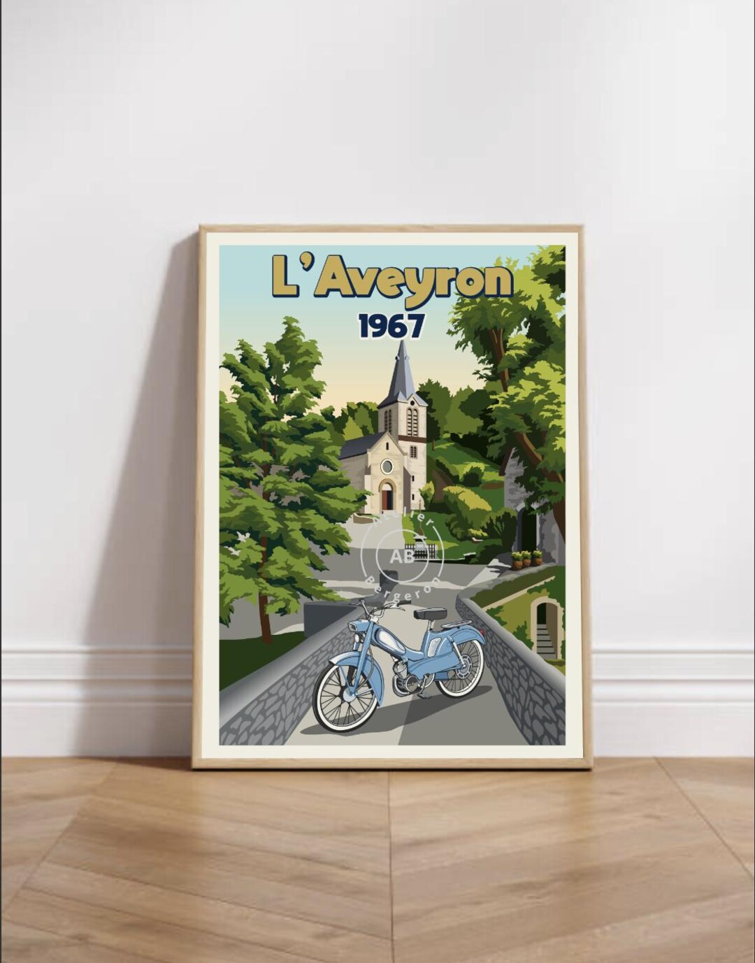 Motobécane AV88 Poster – Vintage French Moped Poster, Retro Garage ...